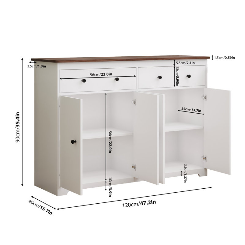 Ebern Designs Canull 47.2'' Wide Sideboard with 2 Large Drawers | Wayfair